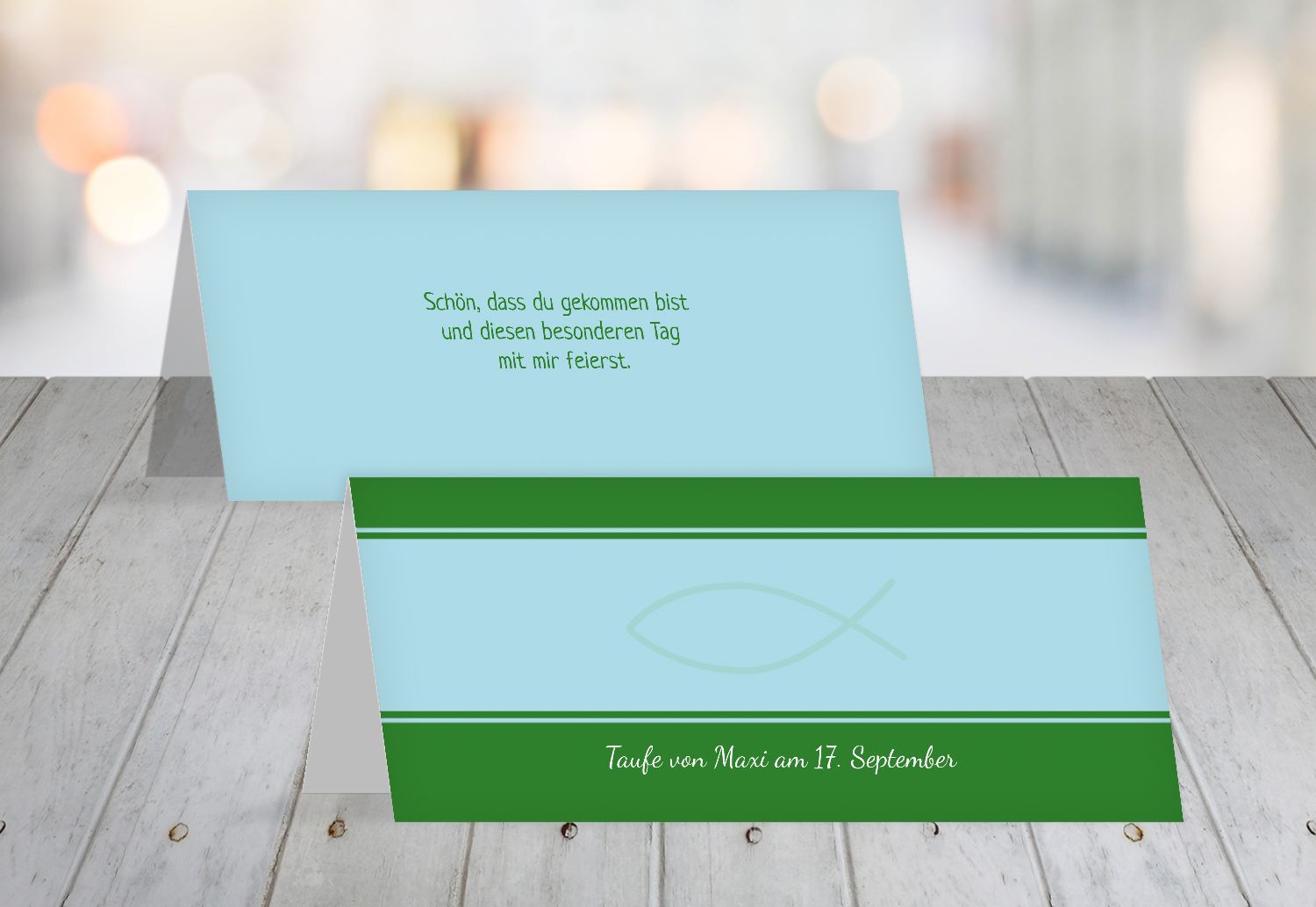 Taufe Tischkarte Fisch selbst gestalten!